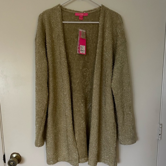 Lilly Pulitzer | Sweaters | Lilly Pulitzer Gold Cardigan Xl | Poshmark